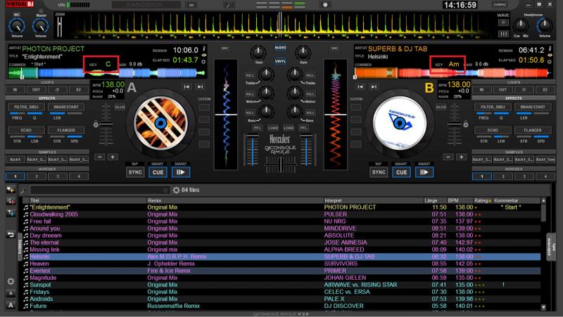 VirtualDJ - VDJ 8 - Anzeige des Keys