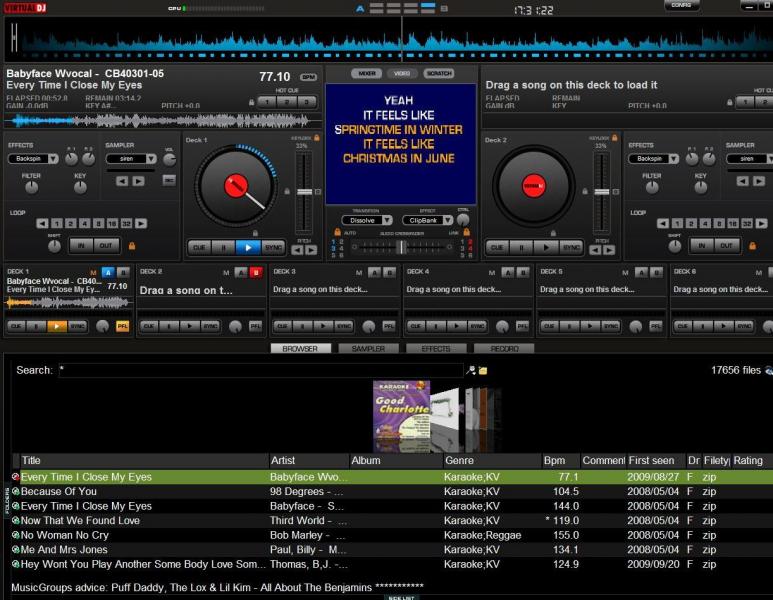 VirtualDJ - Larger Output Laptop Screen In Skin For Karaoke