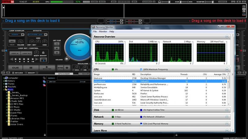 VirtualDJ - VDJ CPU Usage Test Results - Needs to be Looked At