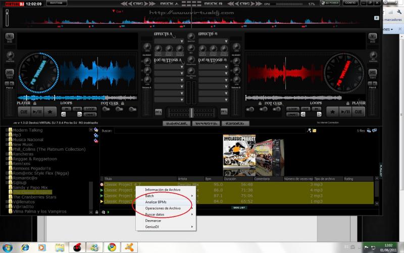 VirtualDJ - BPM de las canciones a mezclar