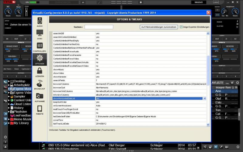 VirtualDJ - Virtual DJ 8 Sidelist und Skin wie VDJ 7