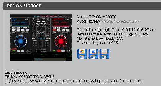 VirtualDJ - Denon MC 3000 Skin und So