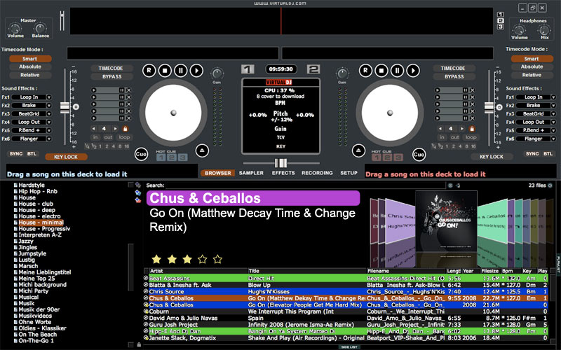VirtualDJ - color labels and big titles
