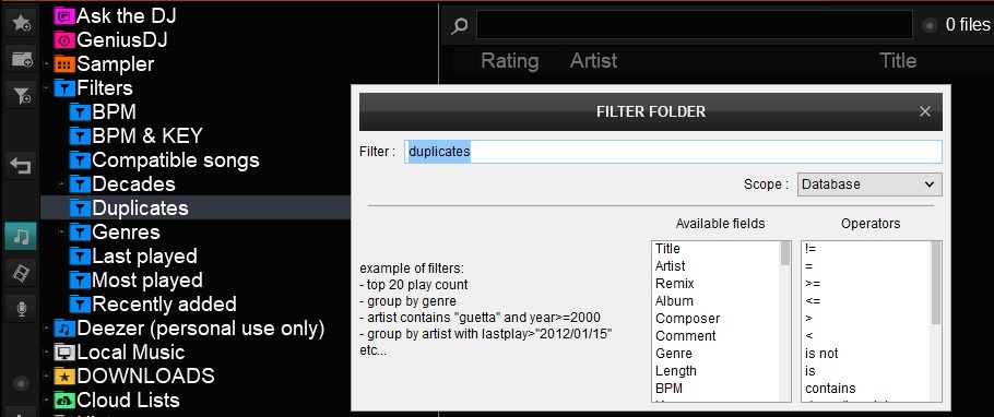 VirtualDJ - Filter folder