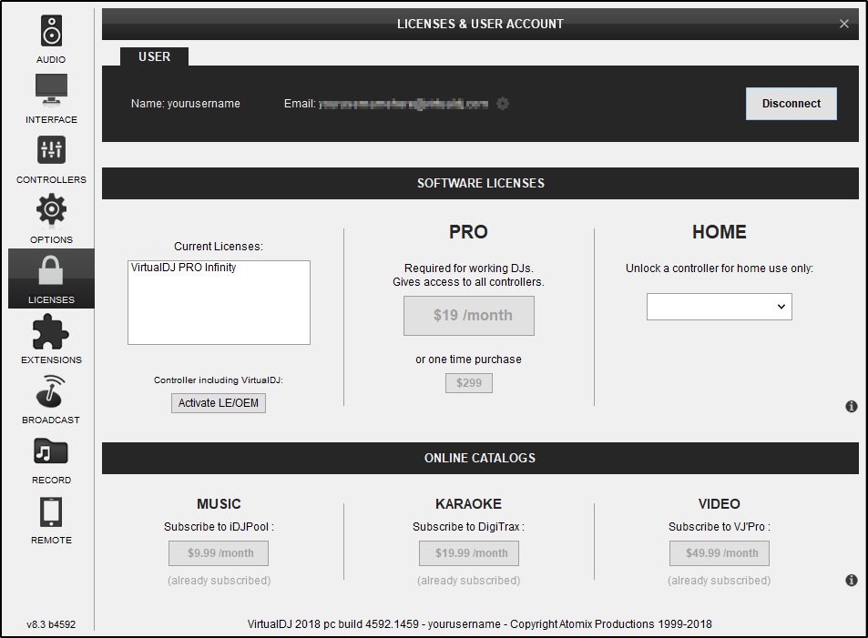 DJ Software - VirtualDJ - User Manual - Settings - Licenses DJ Software - VirtualDJ - User Manual - Settings - Licenses