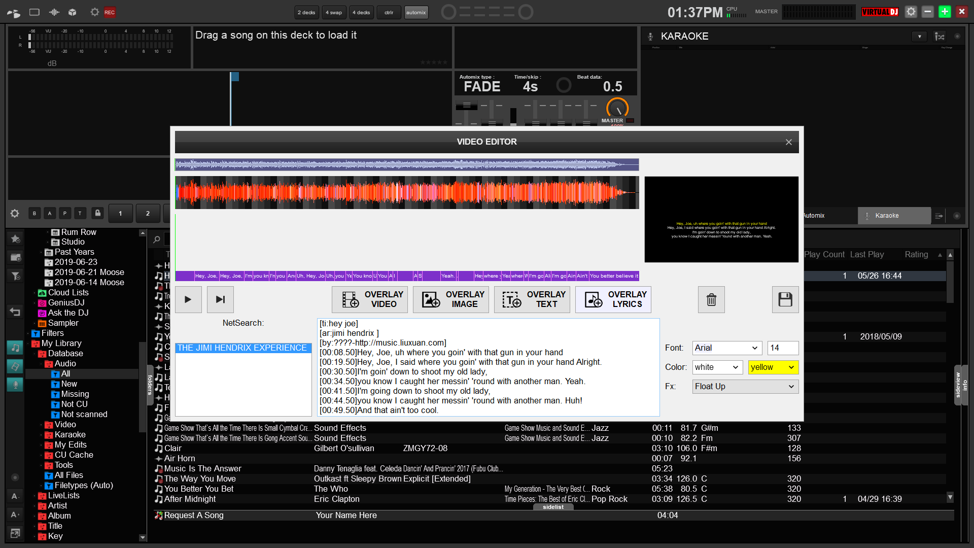 VirtualDJ - More control and options for .lrc files for karaoke