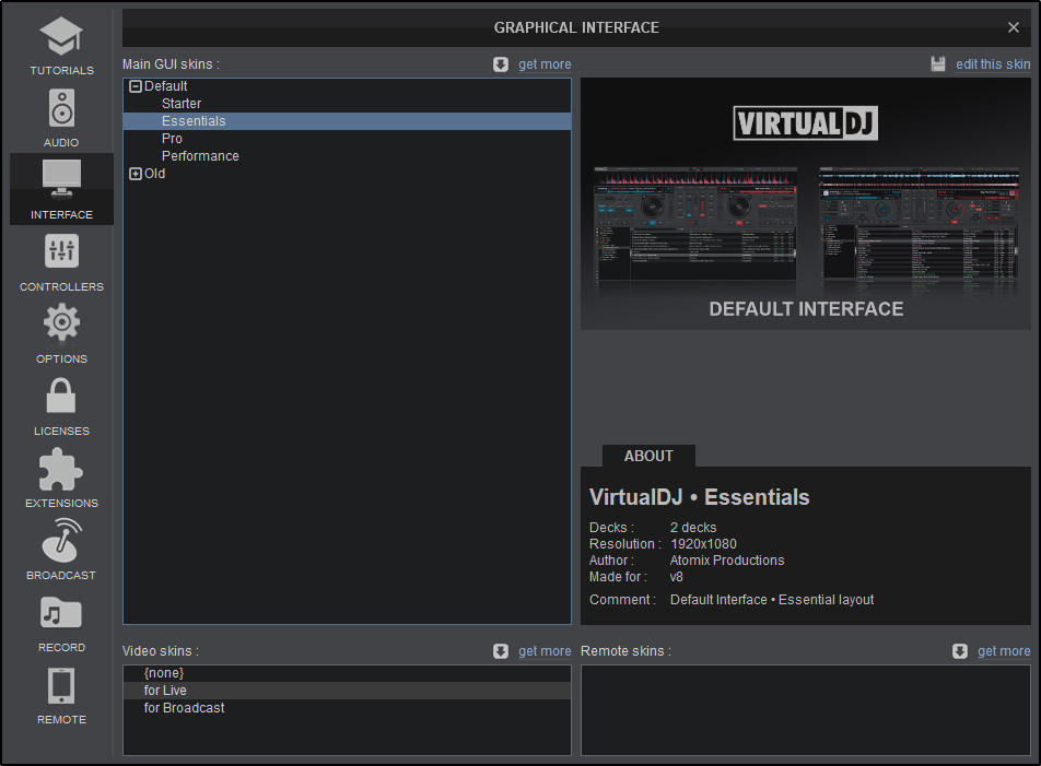 VirtualDJ - User Manual - Settings - Interface VirtualDJ - User Manual - Settings - Interface