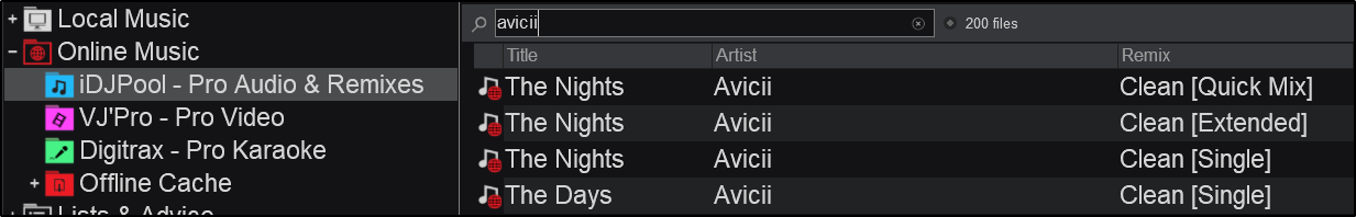 VirtualDJ - User Manual - Interface - Database - Online Music