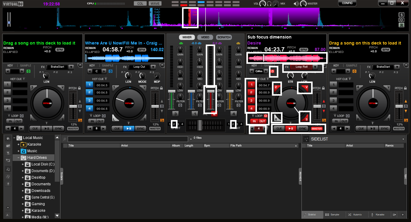 VirtualDJ - 4 Decks Vertical 3124 Skin - Default Color Changes