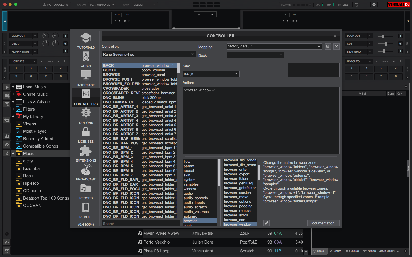 VirtualDJ - Rane 72 Mapping Back Button