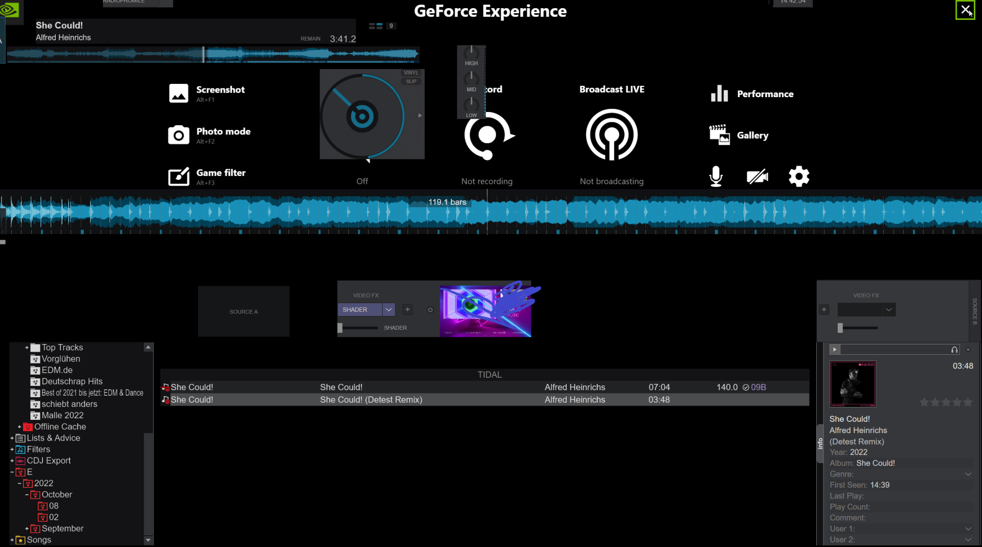 VirtualDJ - Nvidia GeForce Experience Overlay