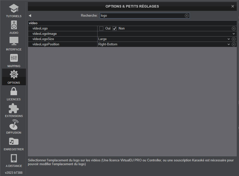 VirtualDJ - Est-il possible de deplacer le logo VirtualDJ