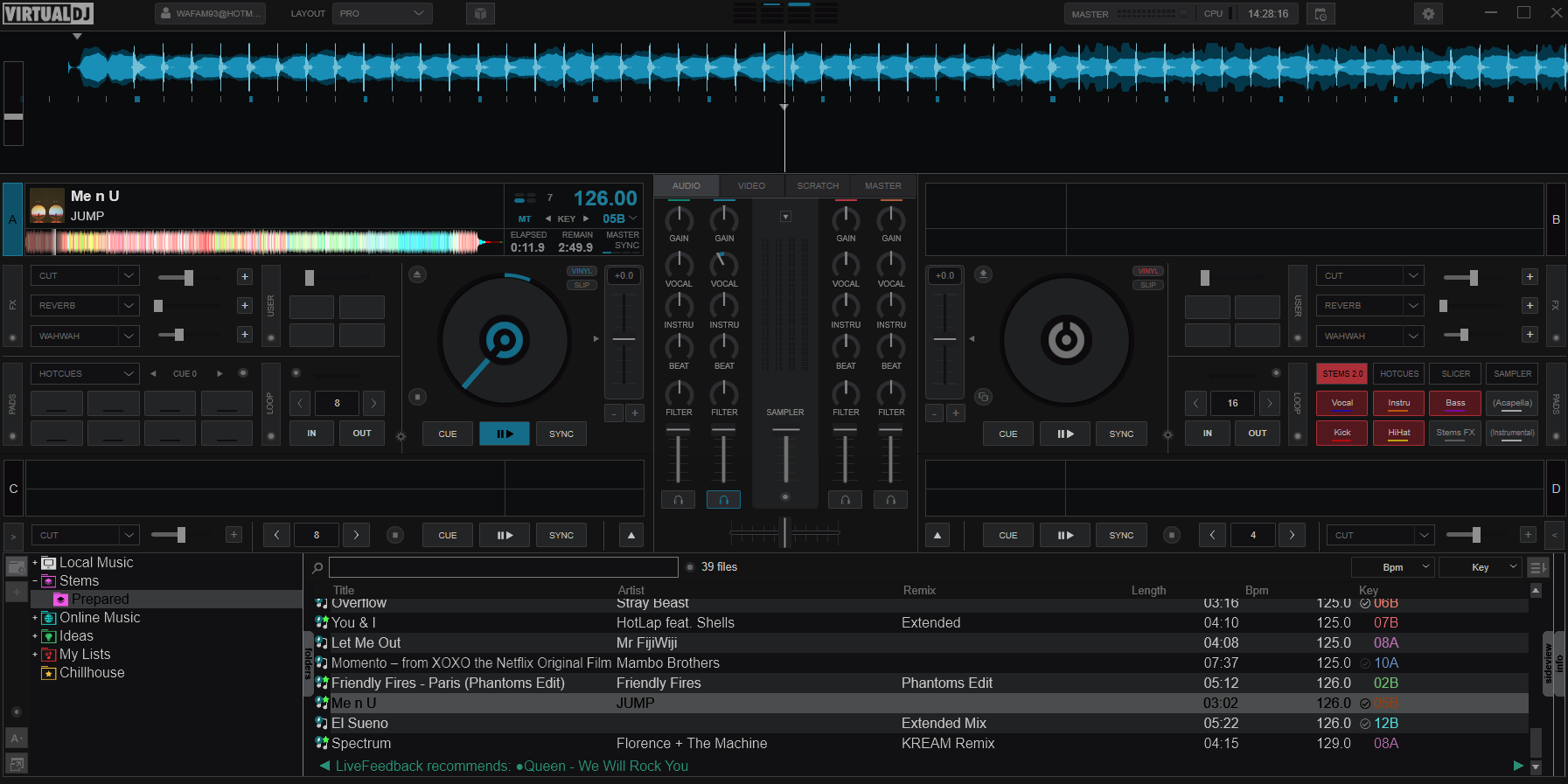 VirtualDJ - problem with prepared stems 2.0 The audio of the song gets lower