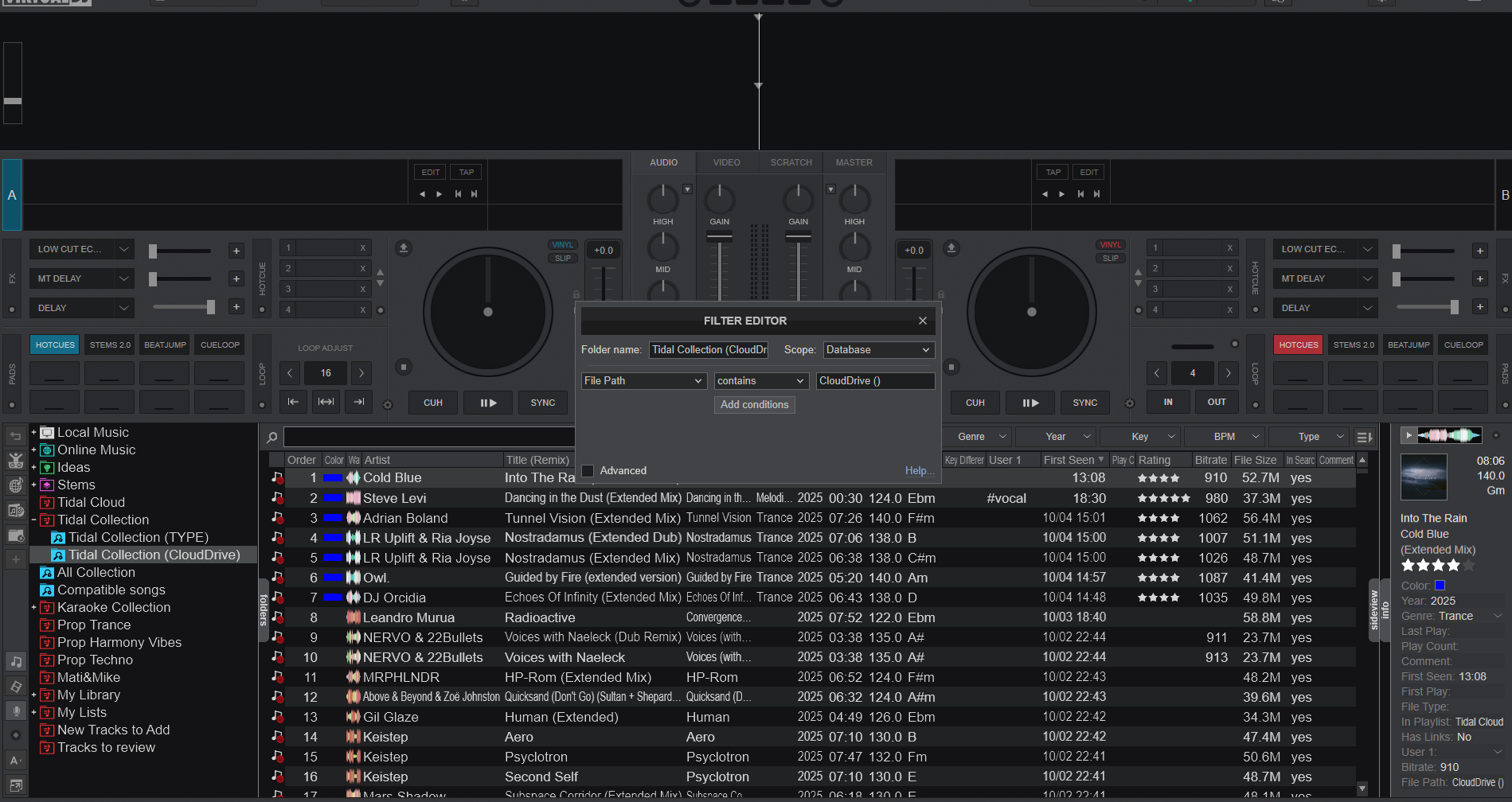 VirtualDJ - Cloud Syncing for filter list issue