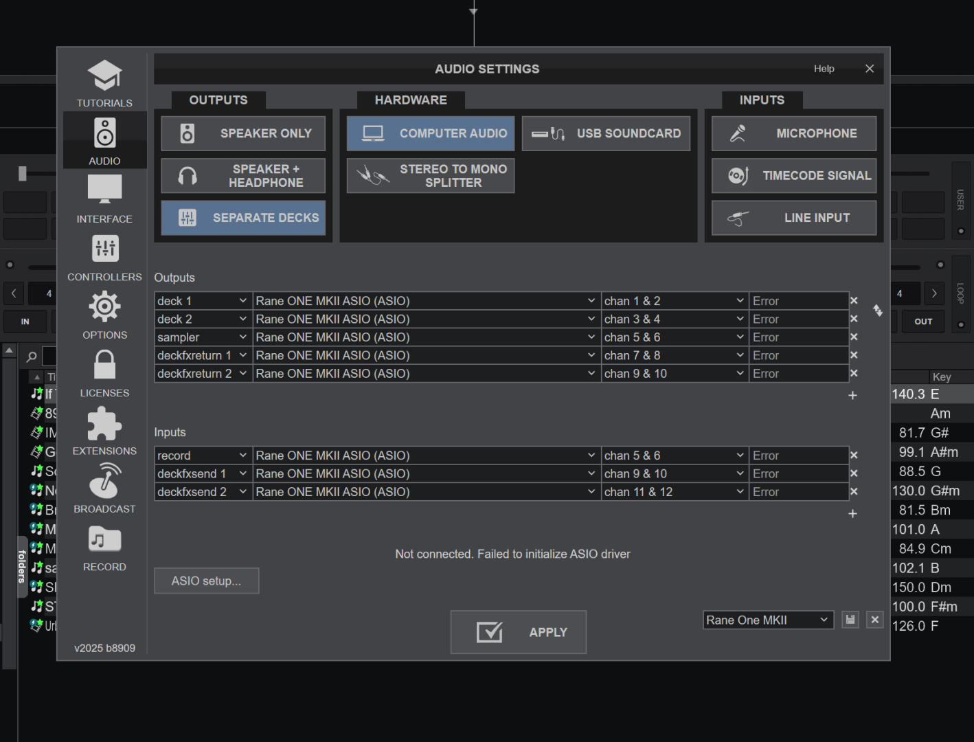 VirtualDJ - RANE MK2 ALL OF A SUDDEN WONT RECOGNIZE ASIO DRIVER