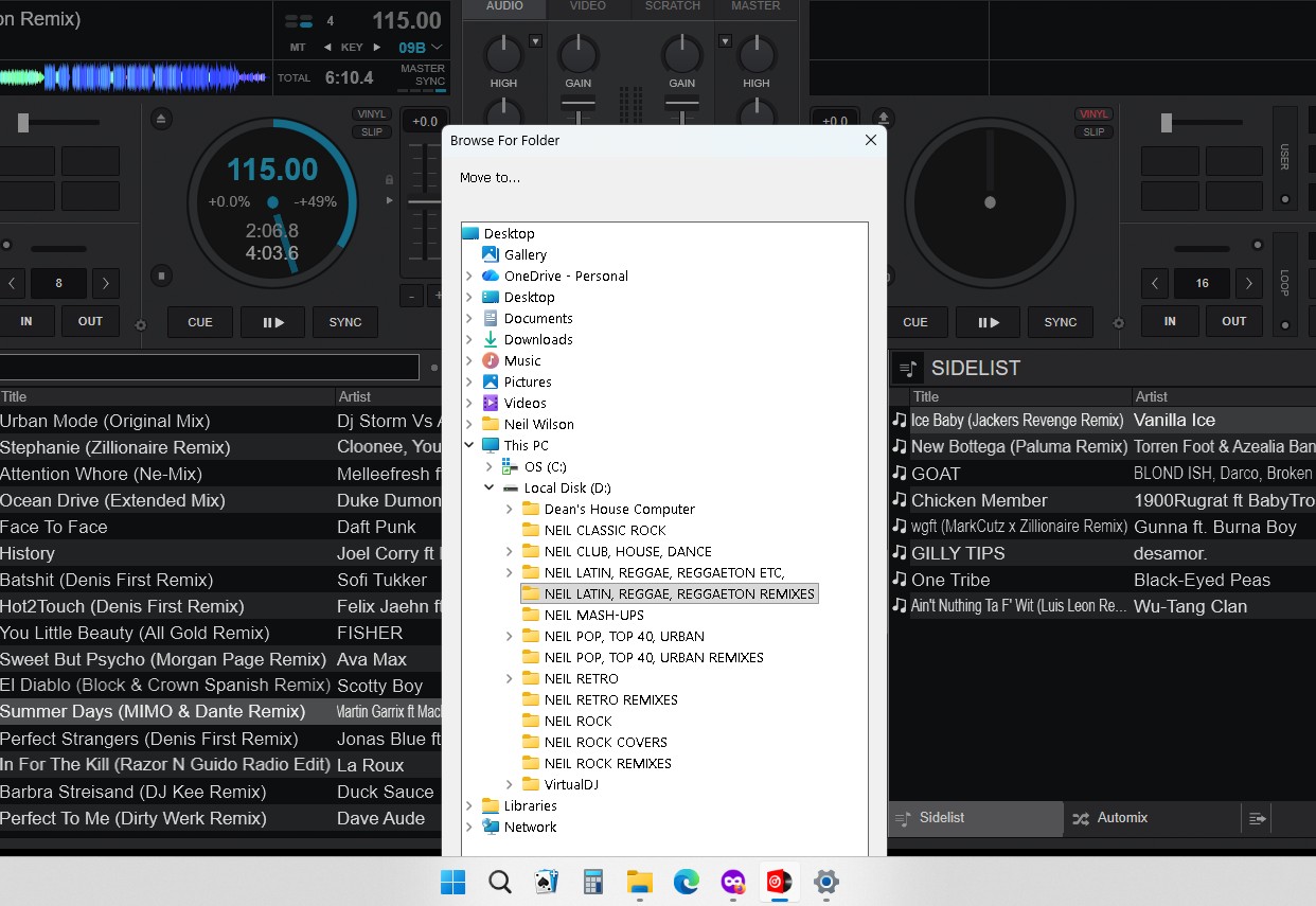 VirtualDJ - Unable to see move dialogue buttons